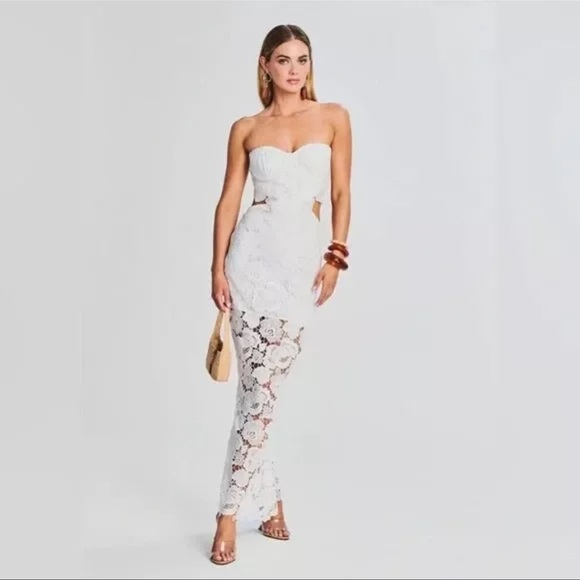 Mable | Dresses | Nwt Mable White Lace Maxi Dress With Cutout Detail ...